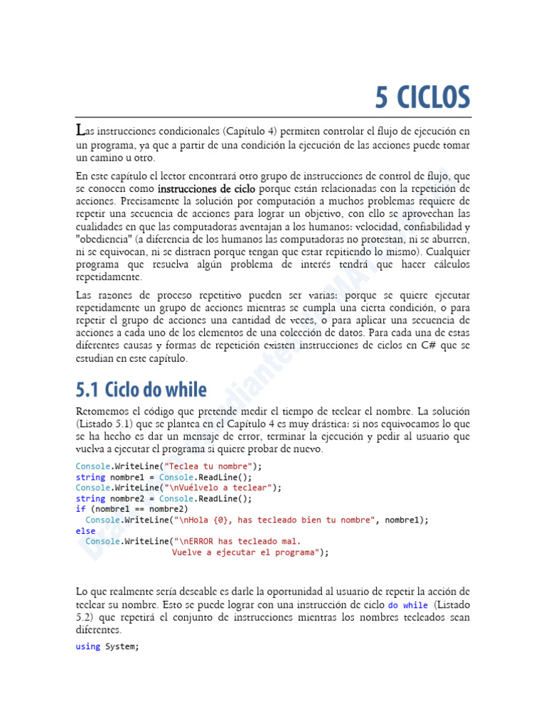 Instrucciones de Ciclo en C# | PDF | C Sharp (lenguaje de programación ...