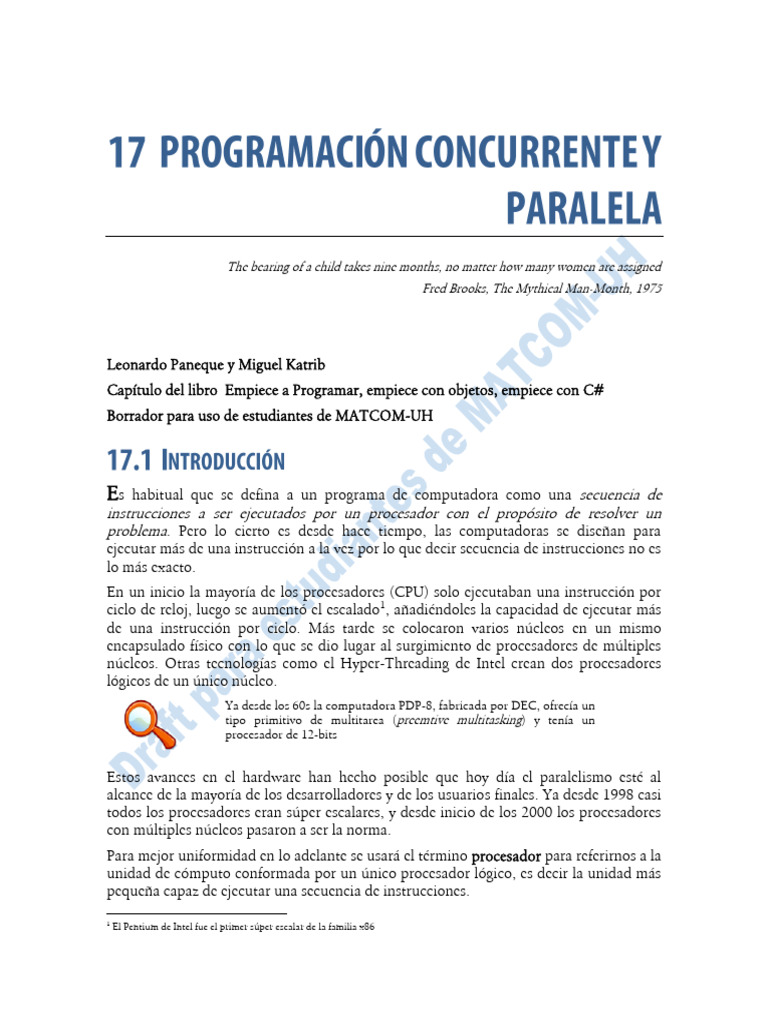Cap 17 Programacion Concurrente y Paralela | PDF | Unidad Central de procesamiento | Programa de ...