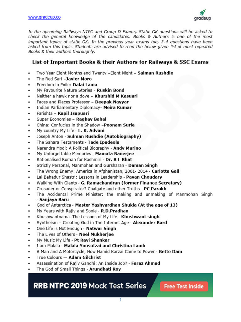 List of Famous Books and Their Authors - pdf-12 | PDF