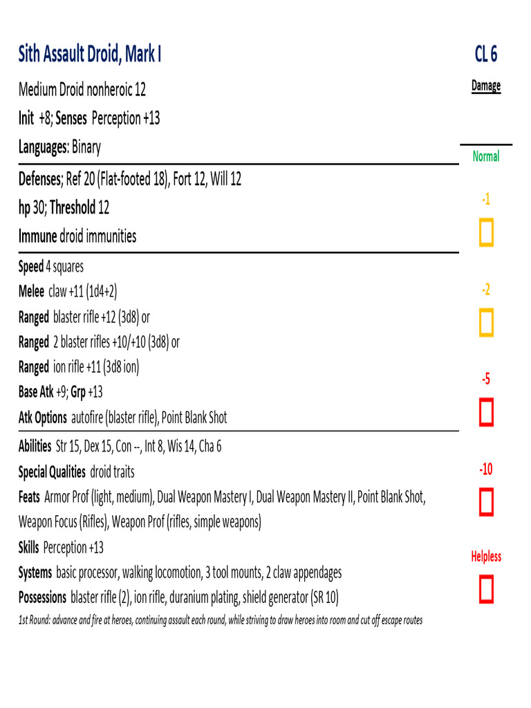 Module SAGA EDITION - The Betrayal of Darth Revan - NPC Cards | PDF ...