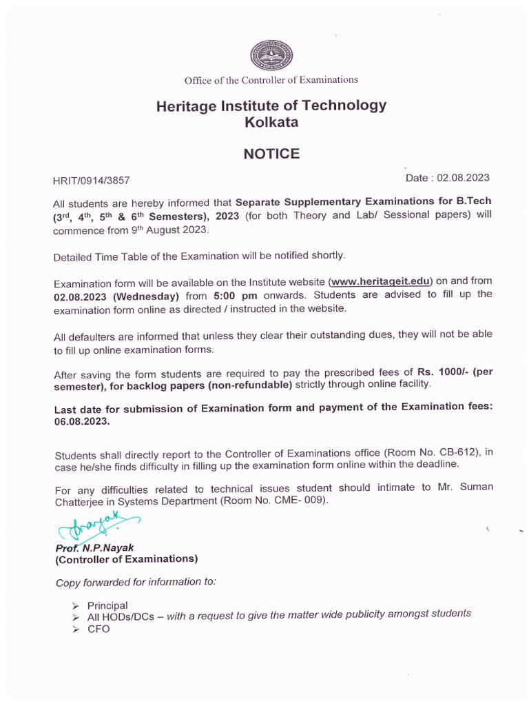 Notice For SSE Form Fill Up - 2023 - (2nd & 3rd Year) | PDF