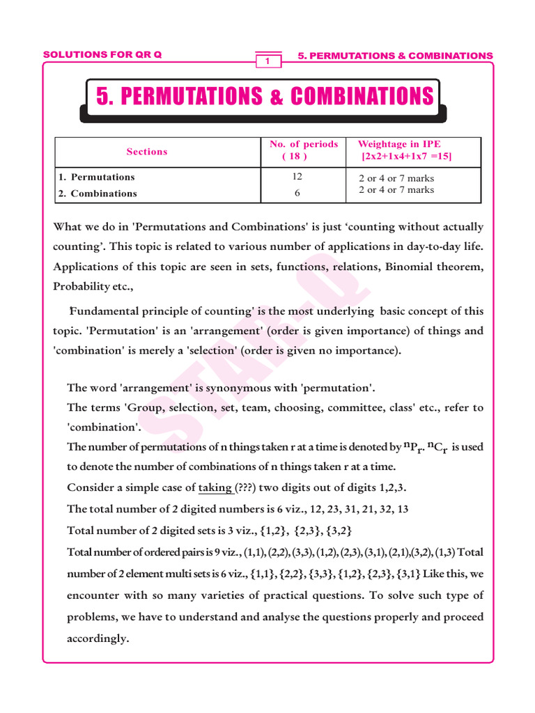 5 Permutations Combinations | PDF | Function (Mathematics) | Mathematical Concepts