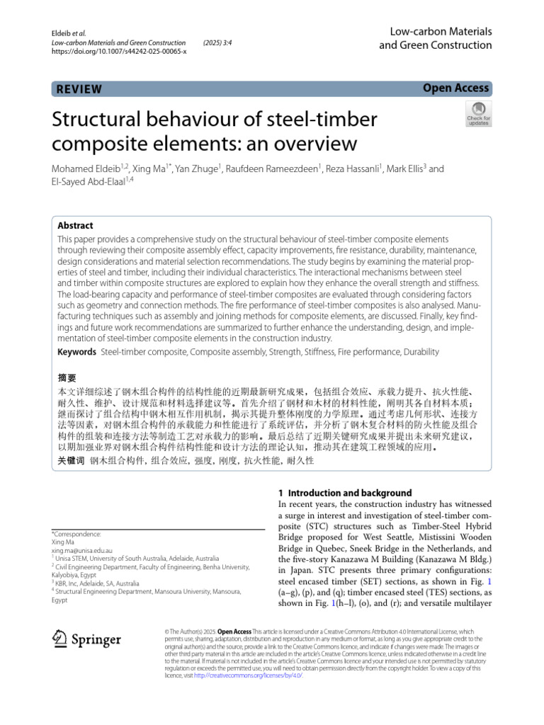 Structural Behaviour of Steel-Timber Composite Ele | PDF | Buckling ...