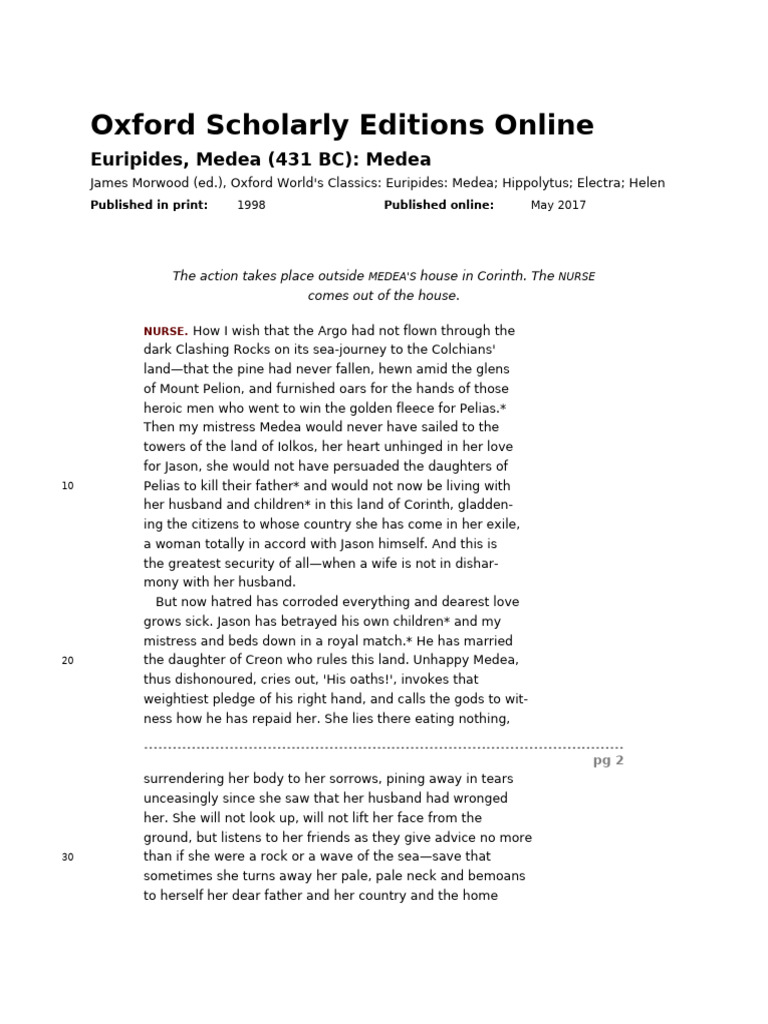 Euripides Medea Oxford | PDF | Jason