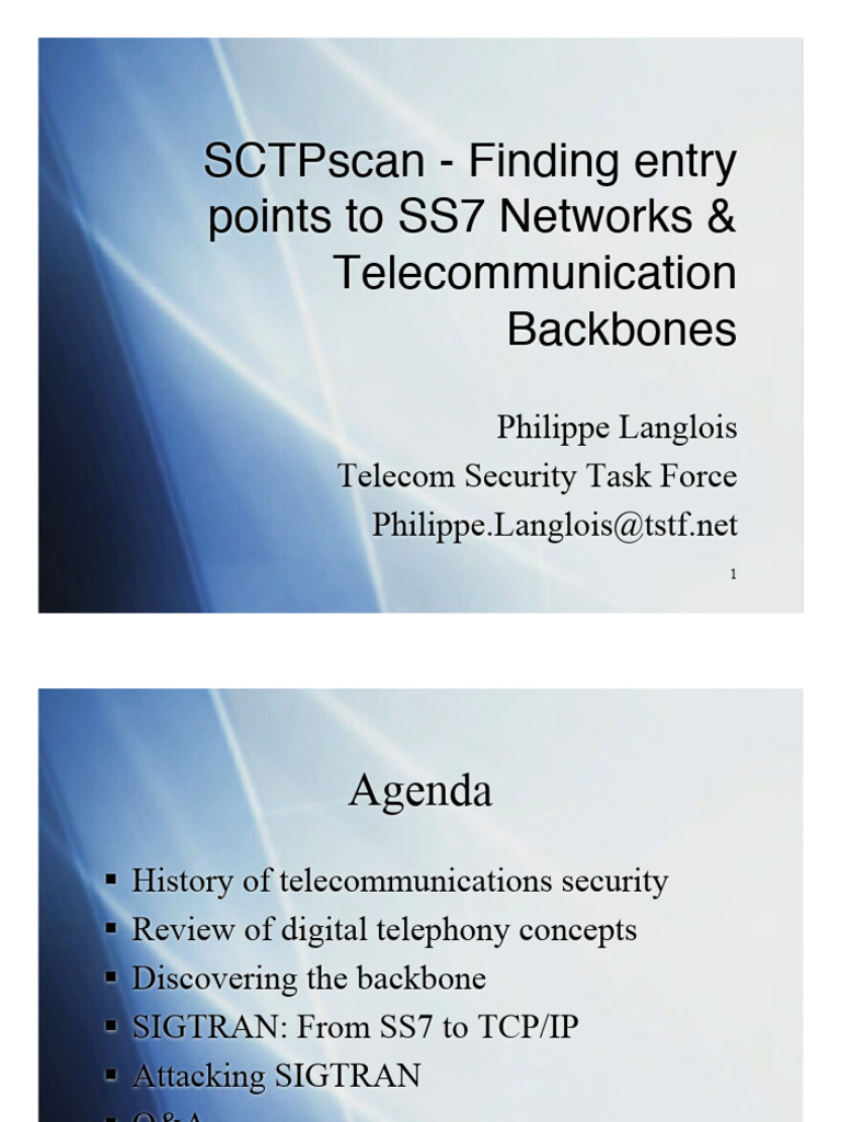 SCTPscan: Exploring SS7 Network Security | PDF | Internet Protocols ...