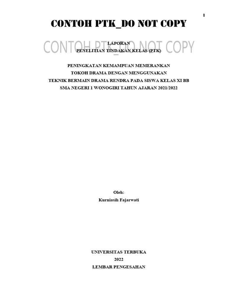Contoh Laporan Ptk_bi Drama | PDF