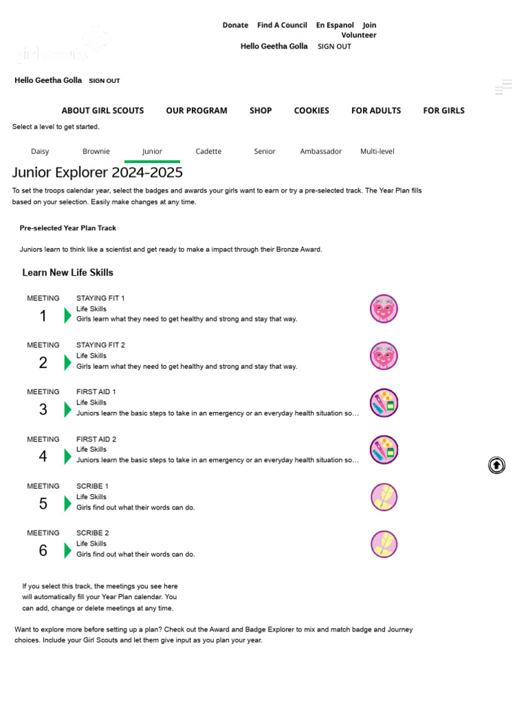 Girl Scouts Junior Explorer Year Plan | PDF | Patriotic And National ...