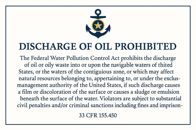 Discharge of Oil Prohibited 33CFR155450 Poster | PDF