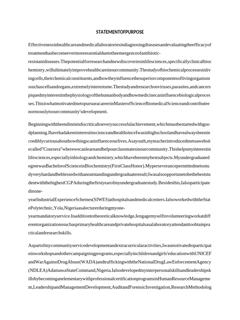 .My Personal Statement of Purpose - 1666052149000 | PDF