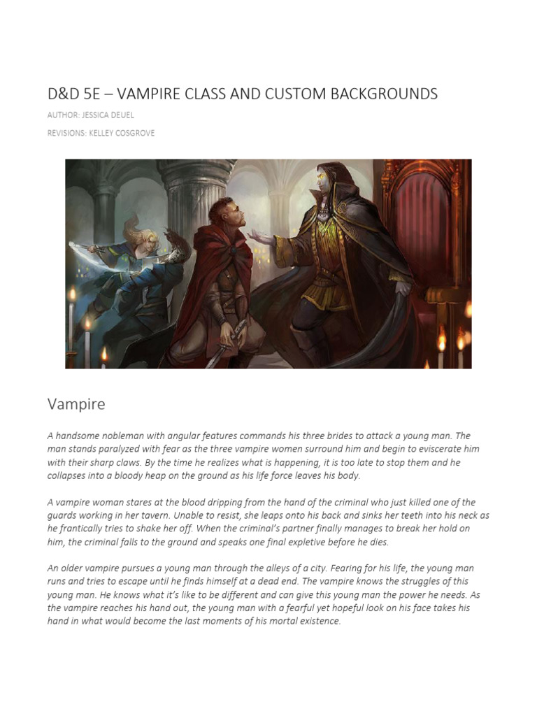 D&D 5E Vampire Class and Custom Backgrounds | PDF