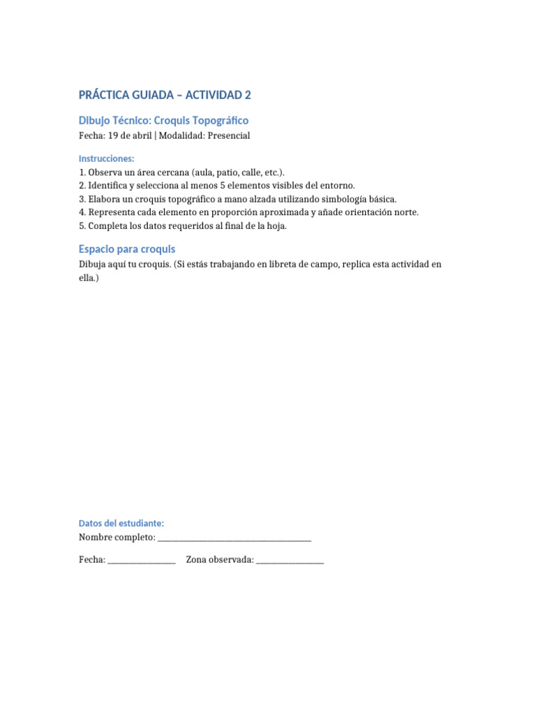Practica Guiada Actividad 2 Dibujo Croquis | PDF