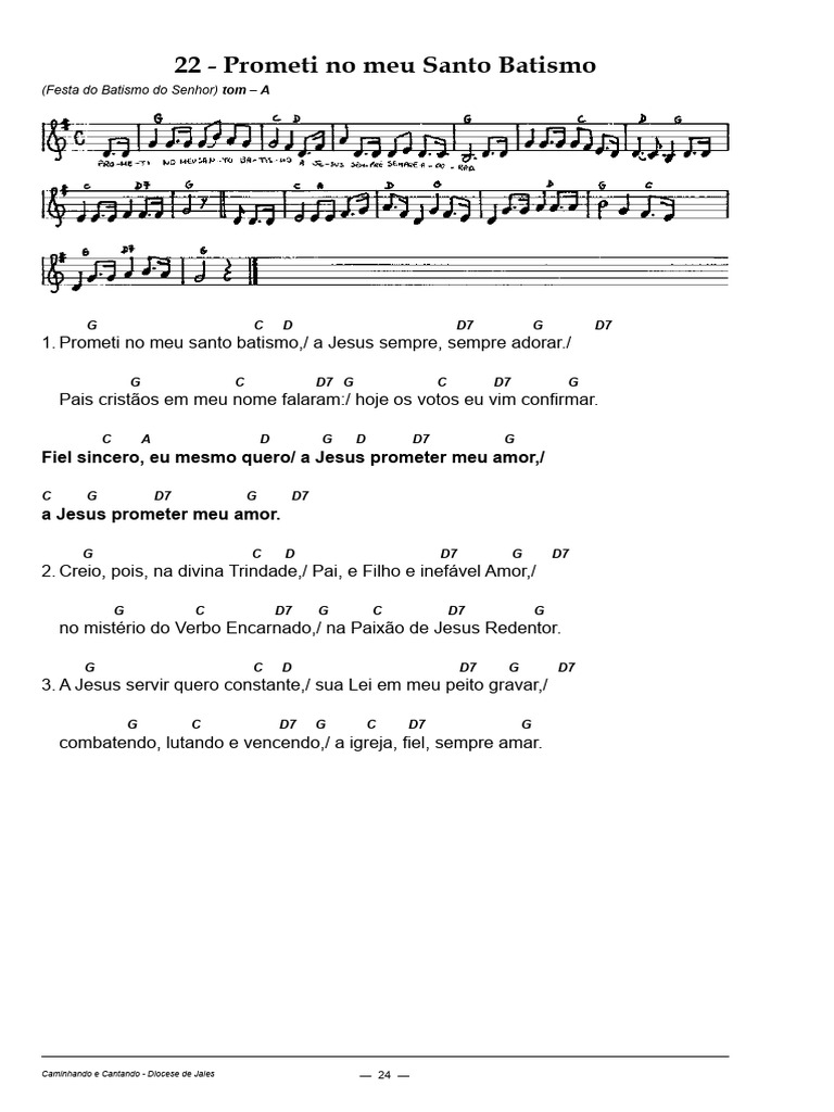 Partitura Prometi No Meu Santo Batismo | PDF