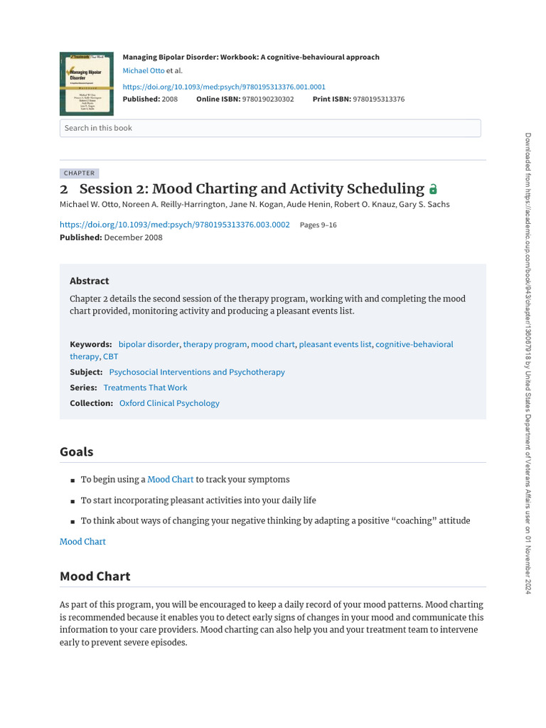 Chapter 2 Ssn 2 mood chart activity sched | PDF | Cognitive Behavioral Therapy | Human Diseases ...