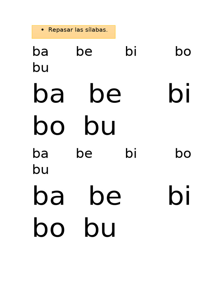 fonema ba be bi bo bu | PDF