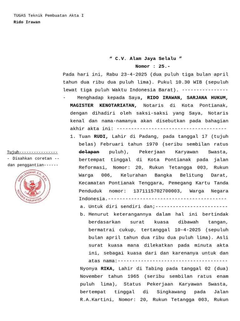 Akta-Pendirian-CV | PDF