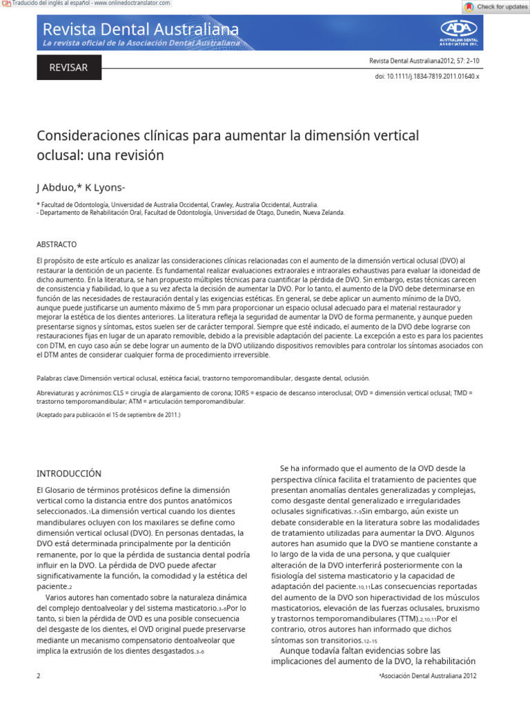 Aumento de Dimensión Vertical Oclusal | PDF | Odontología | Diente