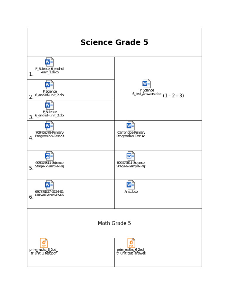 Revision Grade 5 | PDF