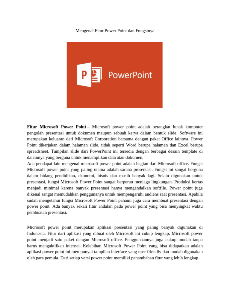Fitur Utama Microsoft PowerPoint | PDF