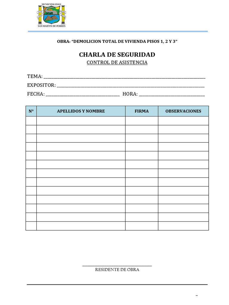 Formato de Charla de Seguridad | PDF