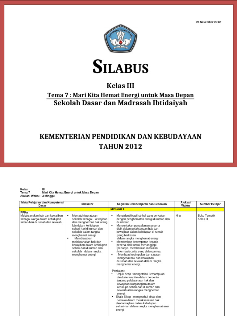 7. Silabus Mari Kita Berhemat untuk Masa Depan kls III_ok | PDF