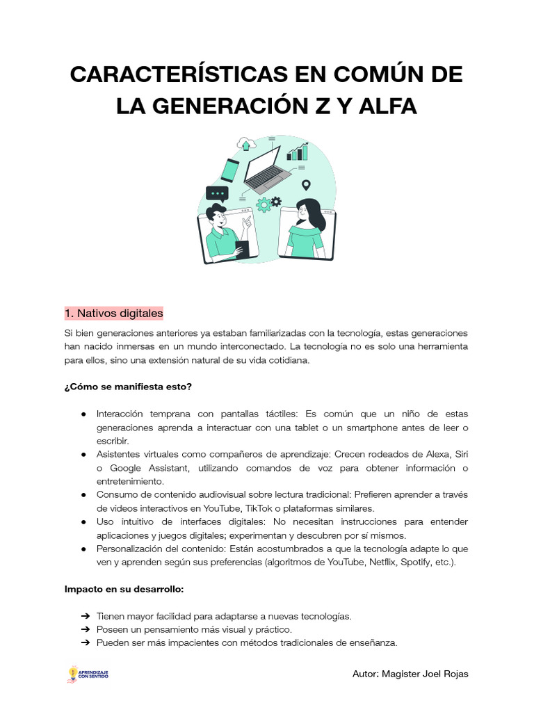Características de Generaciones Z y Alfa | PDF | Aprendizaje | Videojuegos