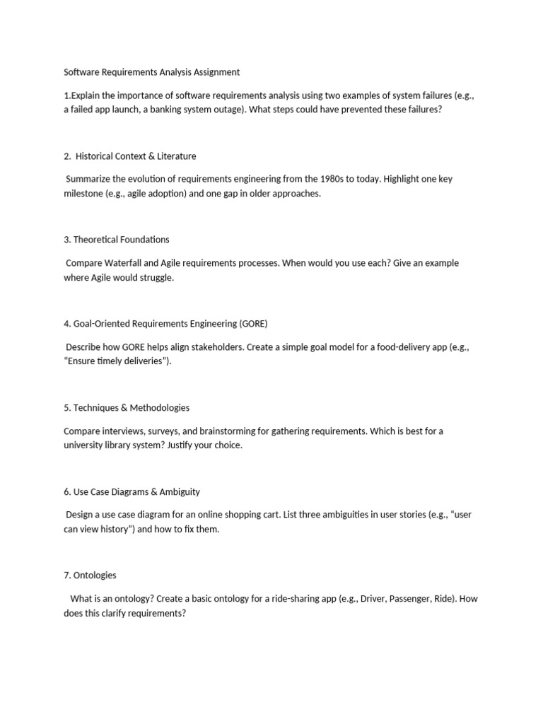 Software Requirement Assignment | PDF