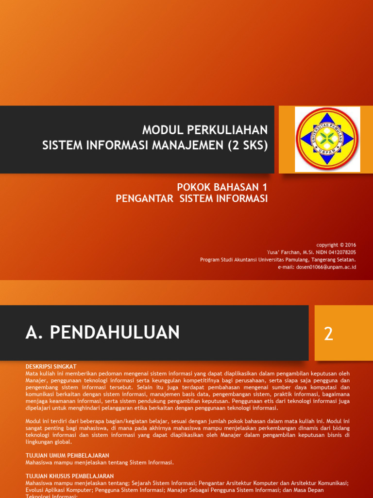 Modul Perkuliahan Sistem Informasi Manaj | PDF