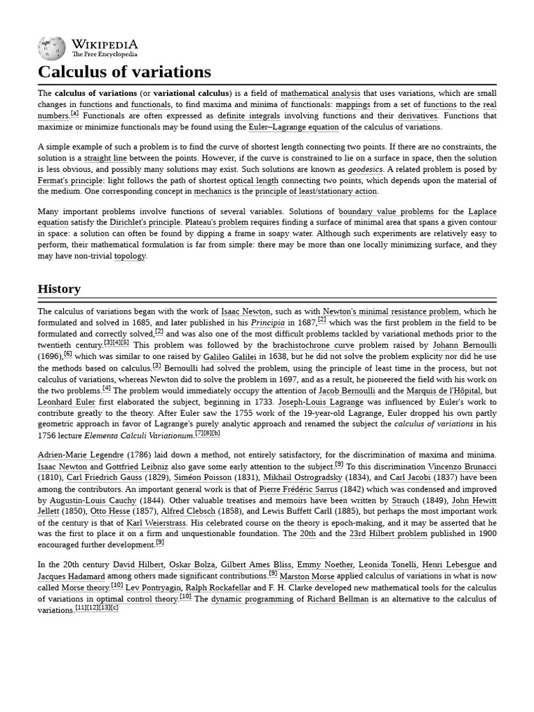 Calculus_of_variations | PDF | Calculus Of Variations | Lagrangian Mechanics