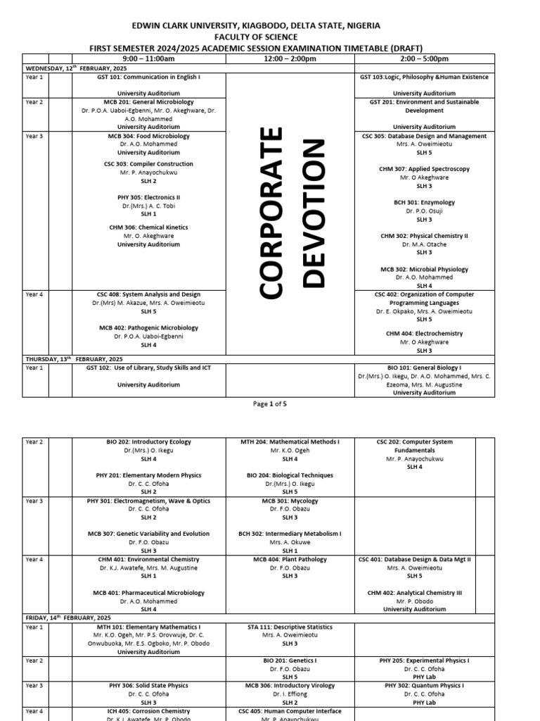 2025 Academic Exam Timetable for Science | PDF | Physical Sciences