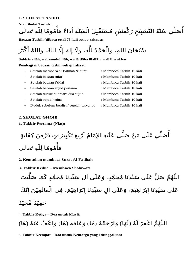 Panduan Sholat Tasbih Lengkap | PDF