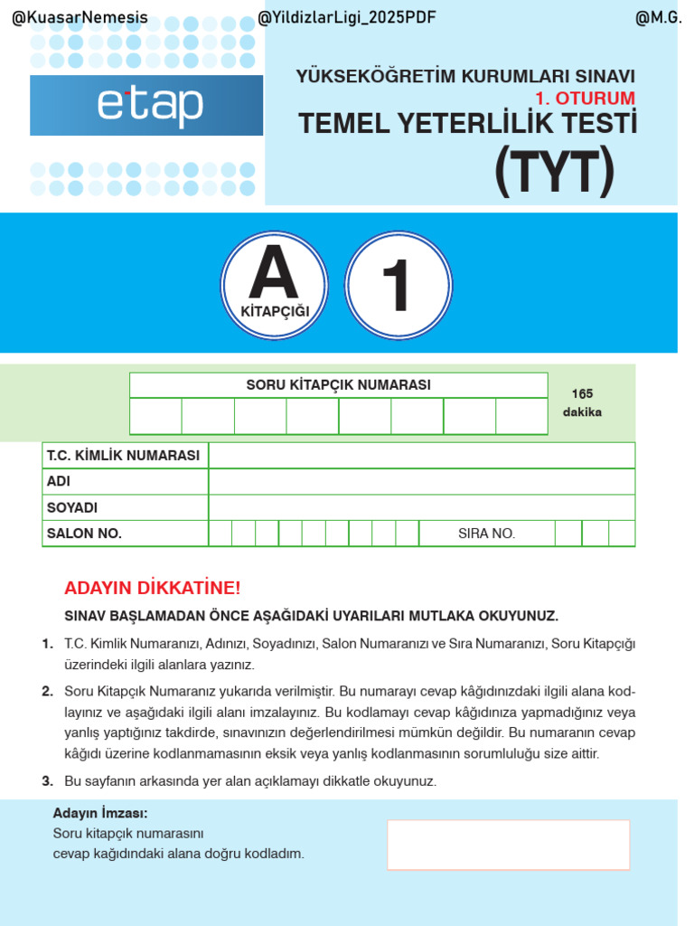 2025 Etap TYT-1 | PDF