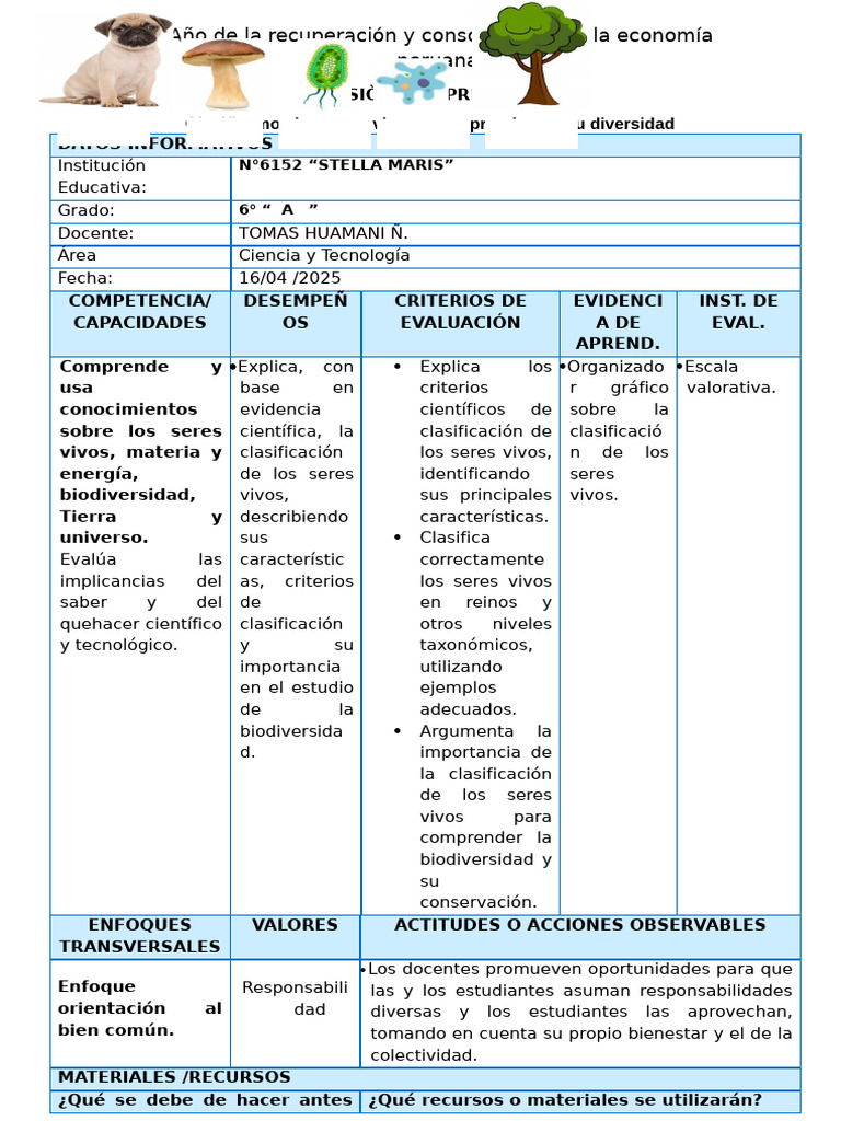 Ciencia y Ambiente Clasificamos Los Seres Vivos y Comprendemos Su ...