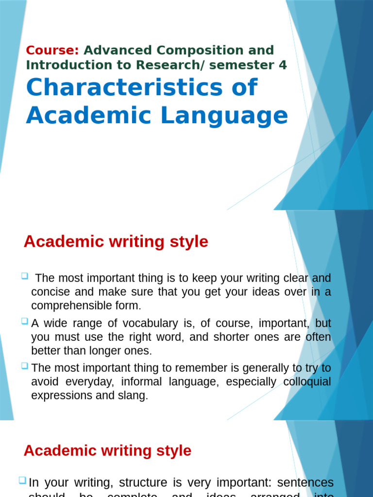 Characteristics of Academic Writing and Exercises | PDF | English ...