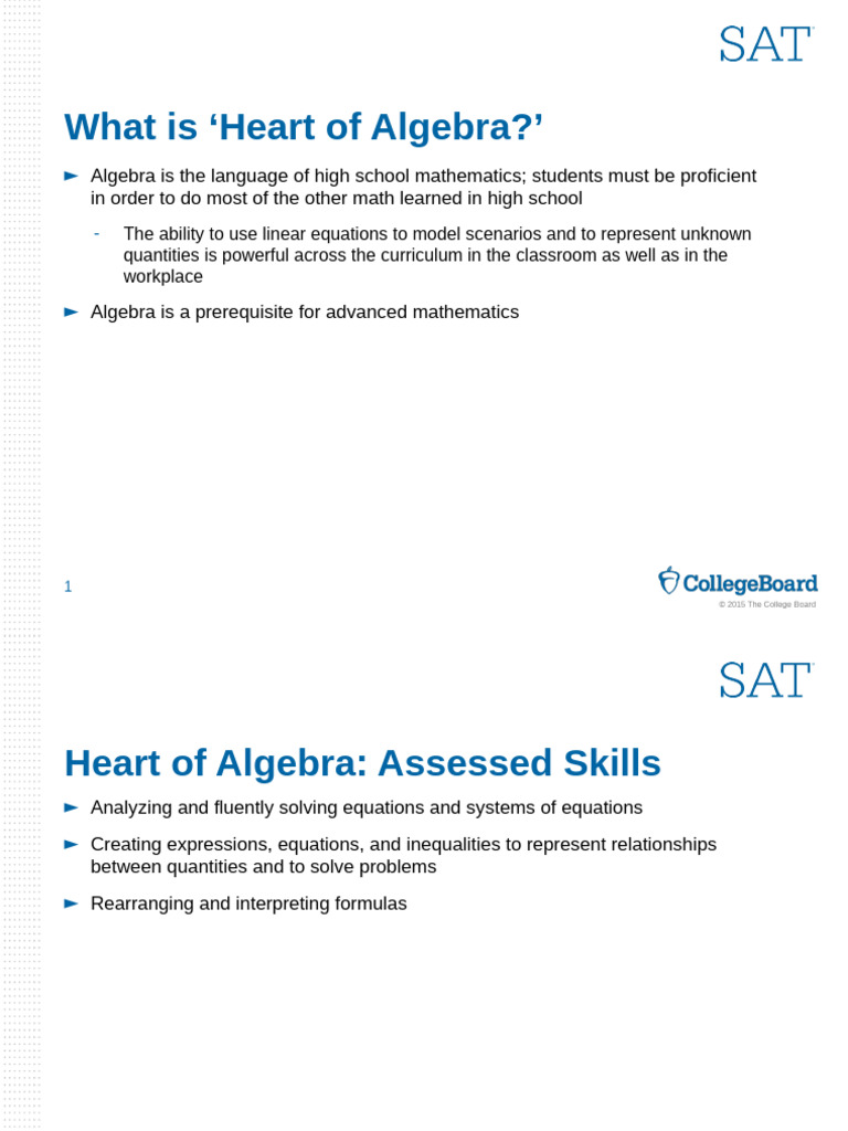 Heart of Algebra and Problem Solving Skills | PDF | Trigonometric ...