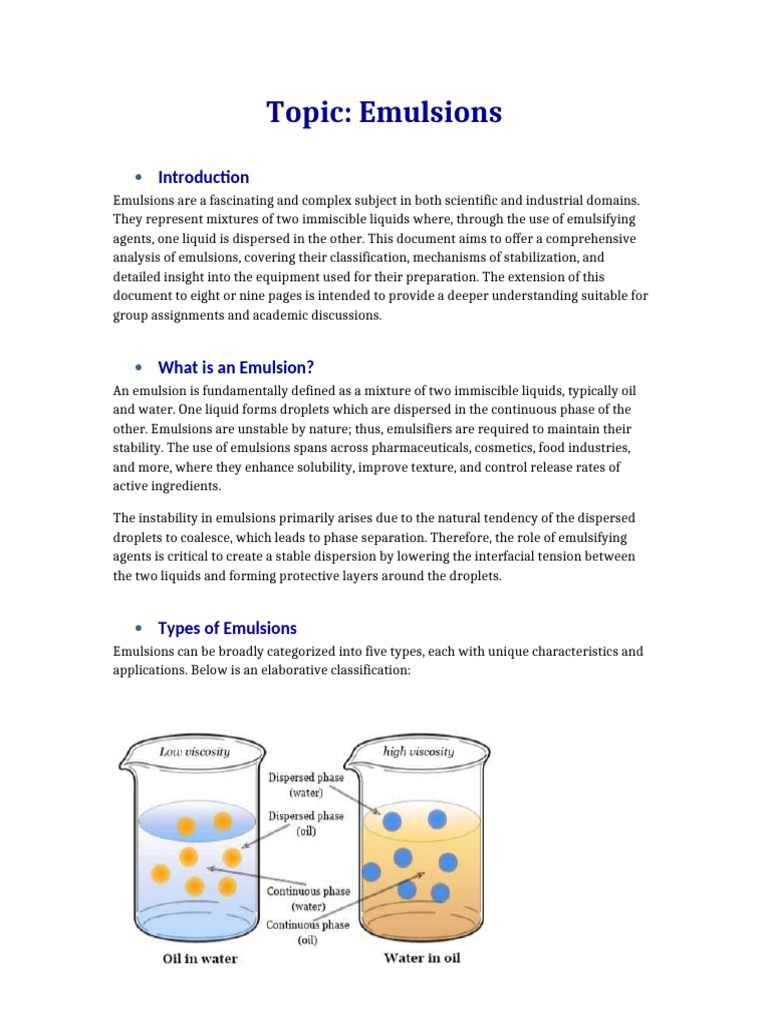 Expanded Emulsions Assignment Final | PDF | Emulsion | Pharmaceutical Sciences