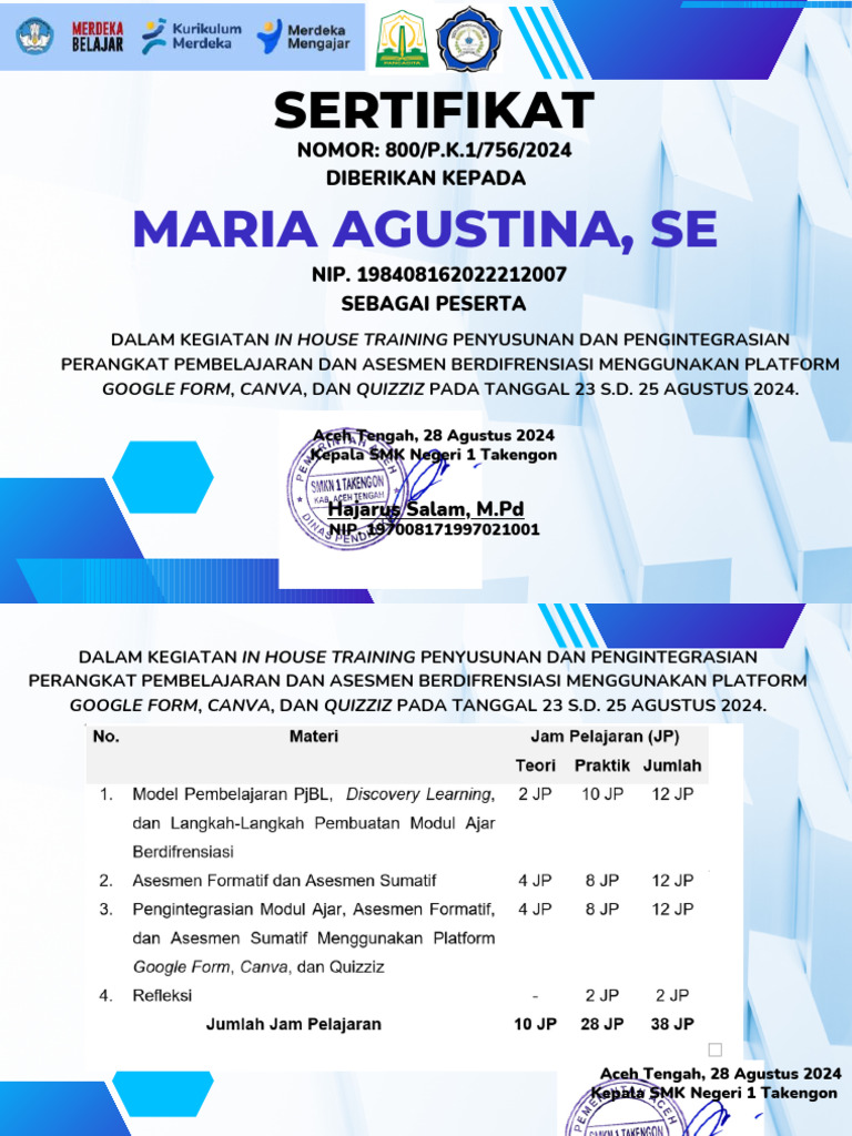 (Bulk 1) Sertifikat IHT 2024-Drs. TUMBUL SUROSO | PDF