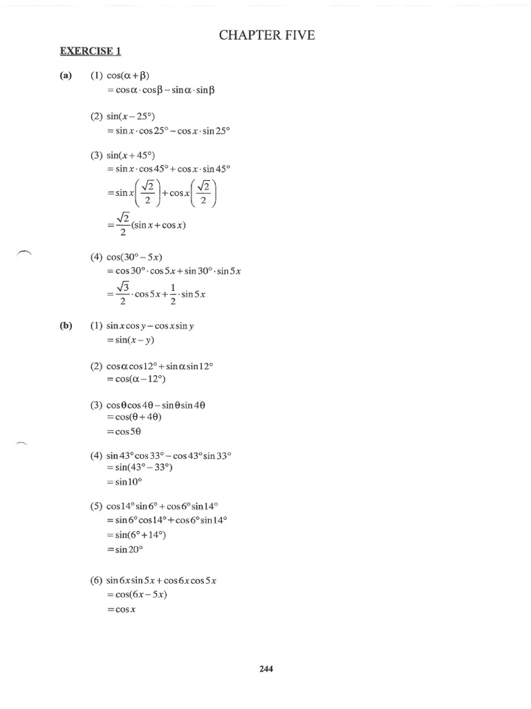 Grade 12 Trig Solutions Exer 1 -5 | PDF