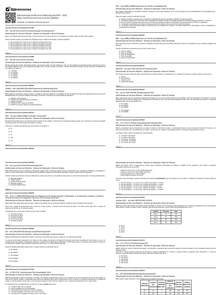 Adm Recursos Mat Imp | PDF | Qualidade (negócios) | Tempo