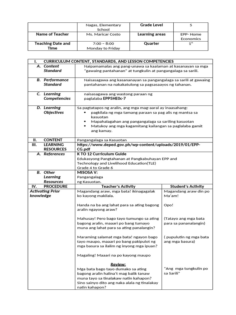 MATATAG-LESSON-PLAN-DETAILED | PDF