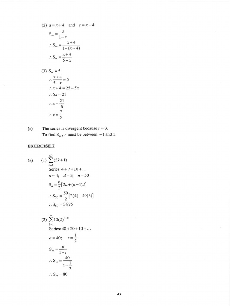 Grade 12 Sequences & Series Solns Exer 7 | PDF
