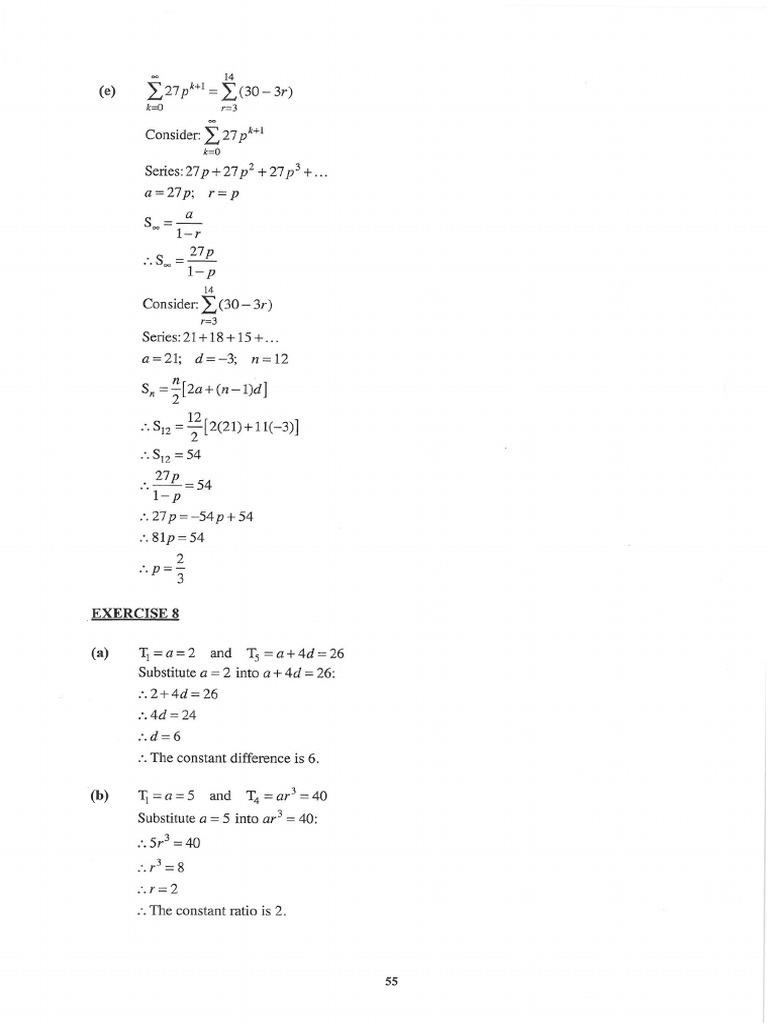 Grade 12 Sequences & Series Solns Exer 8 | PDF