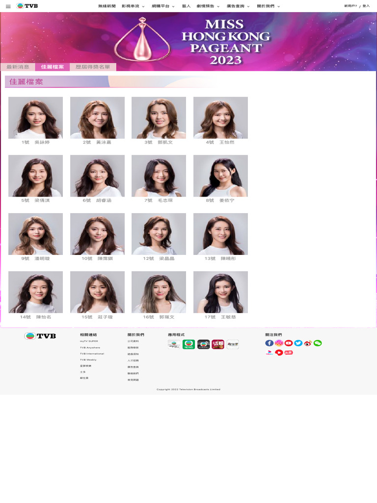 2023香港小姐競選 - 佳麗檔案 - tvb.com | PDF