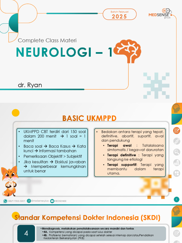 Materi - Neurologi 1 - Complete Class Materi - Dr. Ryan | PDF