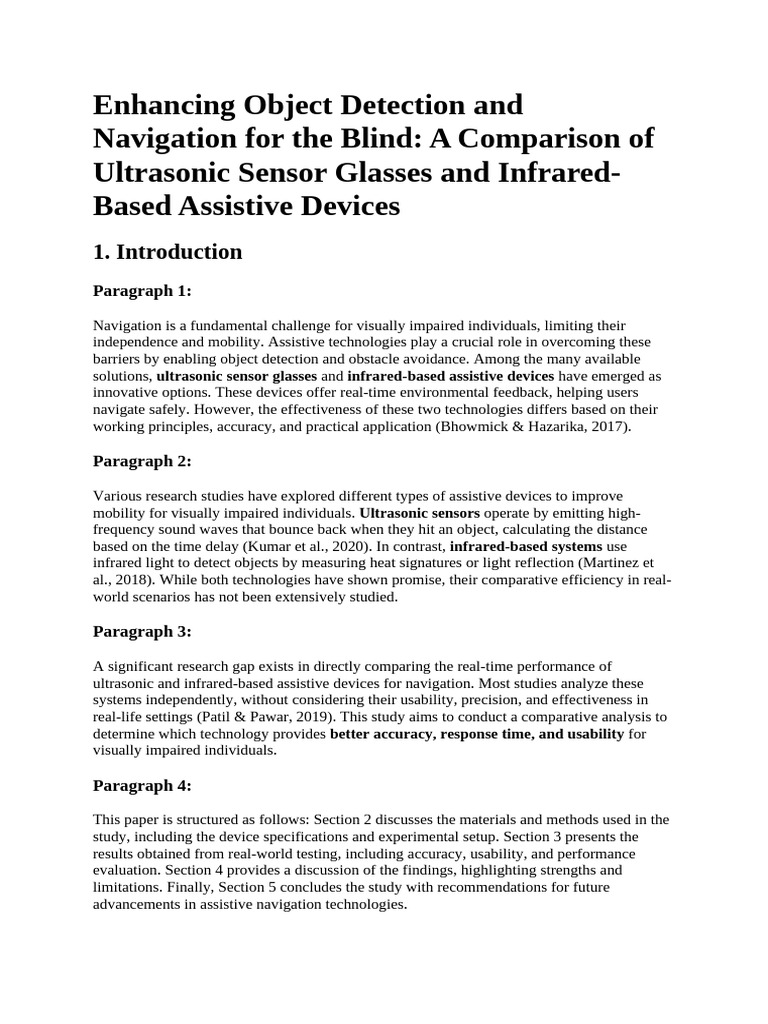 Enhancing Object Detection and Navigation For The Blind | PDF ...