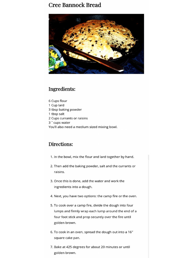Bannock Recipes | PDF