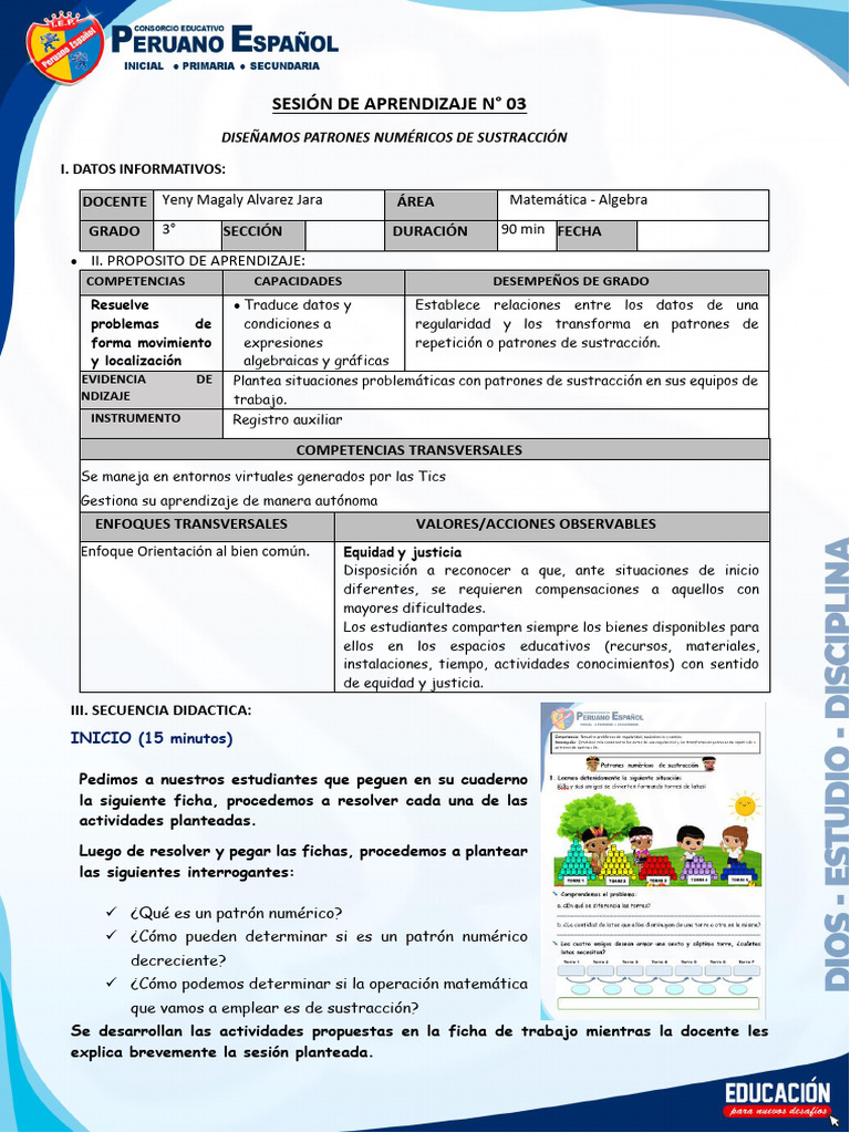 Álgebra Sesión 1 - Patrones Numéricos de Sustracción - 2 Bim | PDF ...