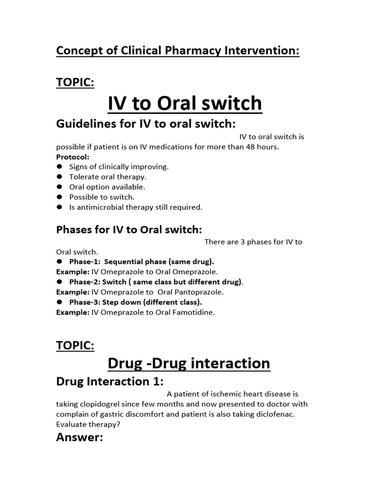Concept of Clinical Pharmacy Intervention | PDF