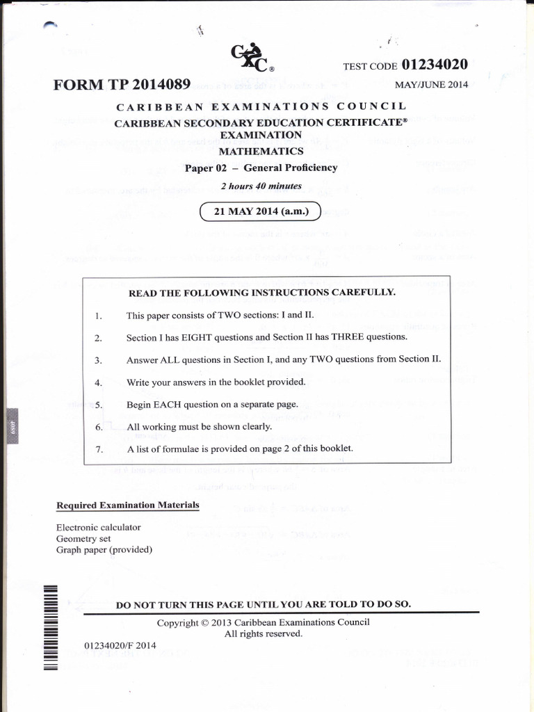 Maths May 2014 P2 | PDF