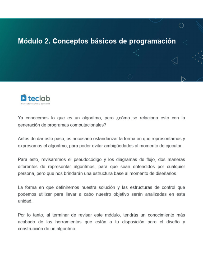 Módulo 2. Conceptos Básicos de Programación | PDF | Lenguaje de ...