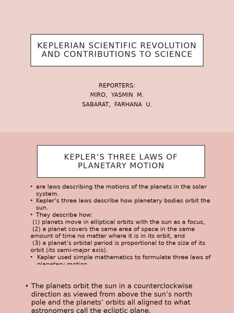 Keplerian Scientific Revolution and Contributions To Science | PDF ...